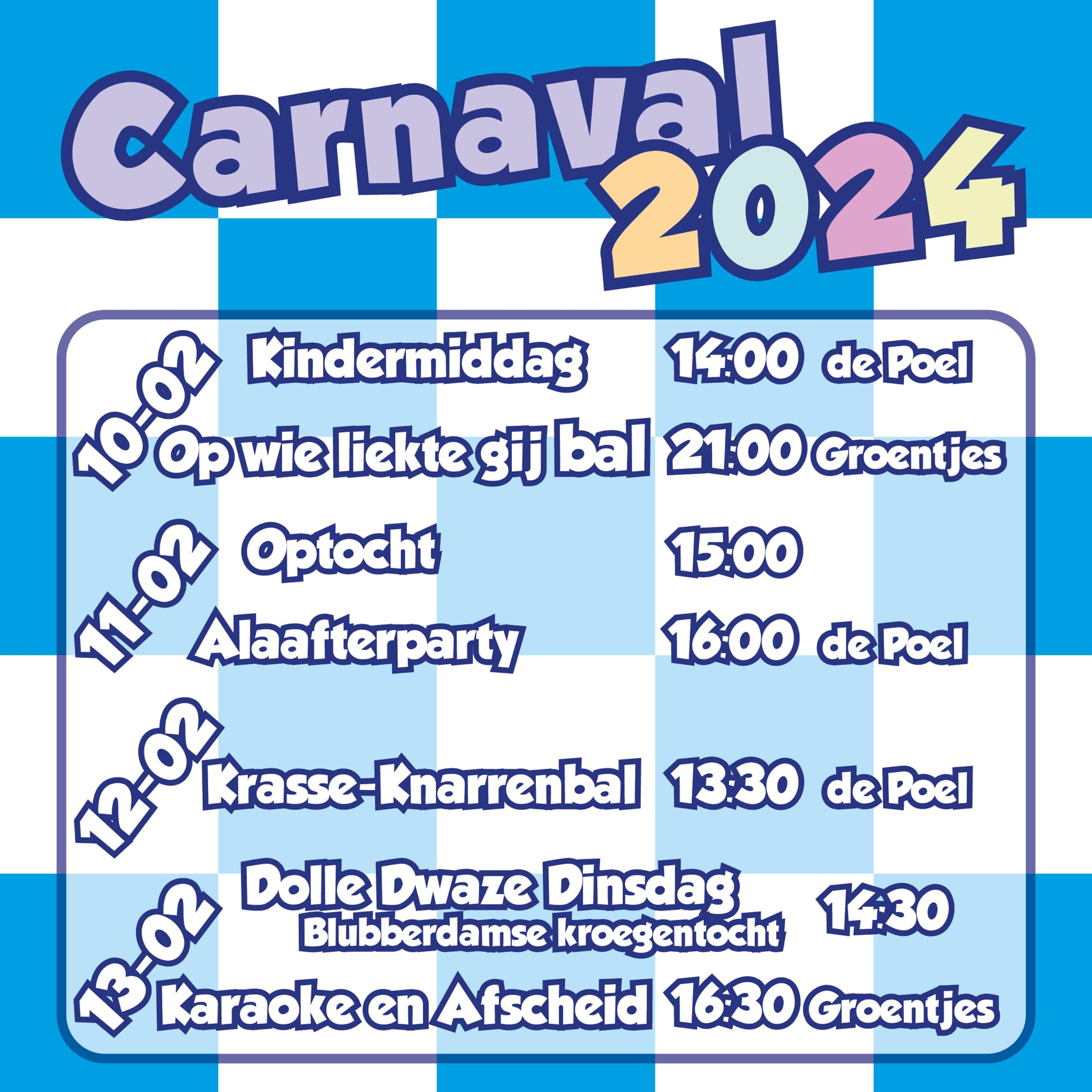 Programma Carnaval 2024 – De Bellebloazers